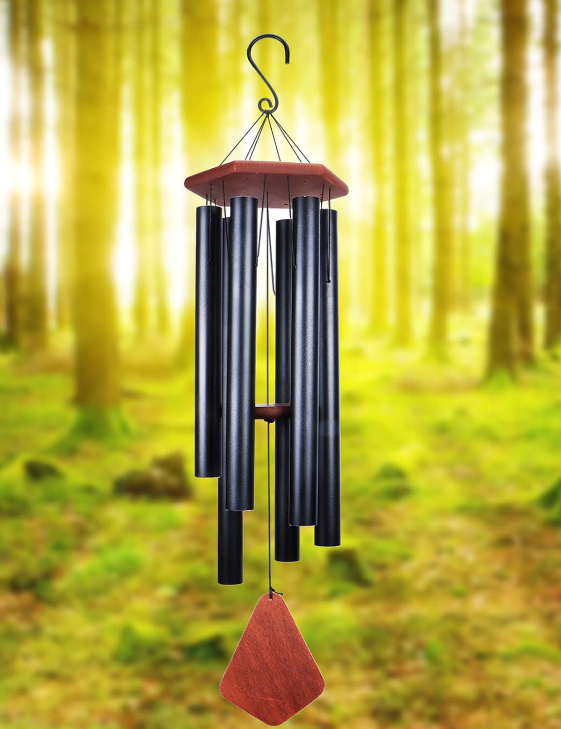 Arlmont & Co. 32-inch Souheir Aluminum Wind Chime classic black large ...