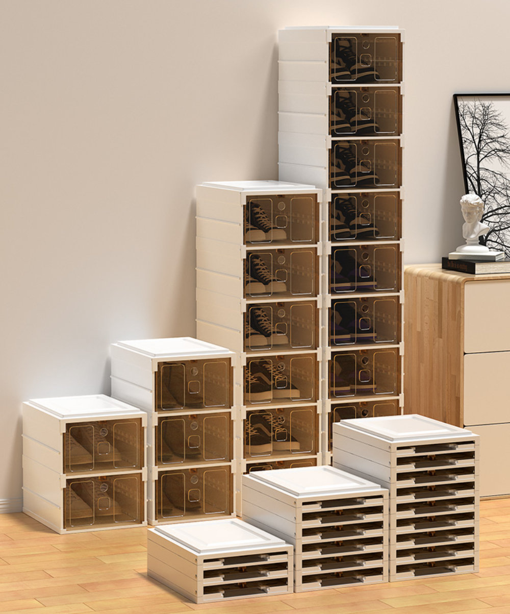 Rebrilliant 2 Pairs Tawny/White Plastic Shoe Storage Cabinet - Wayfair ...