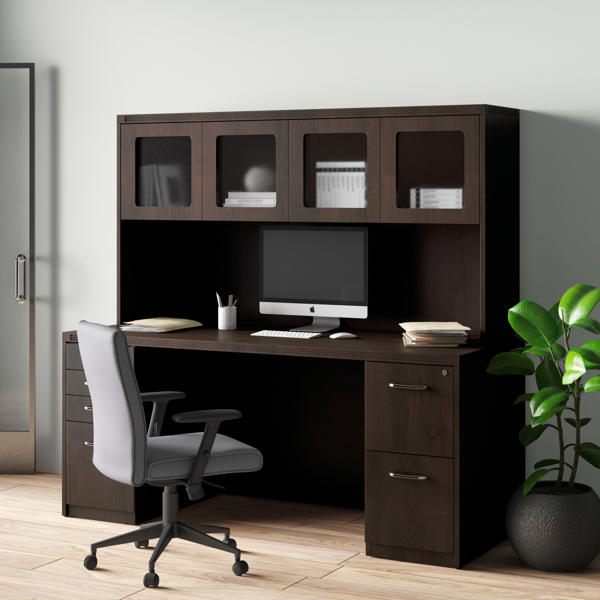 Safco Products Company Aberneen Series Executive Desk with Hutch | Wayfair
