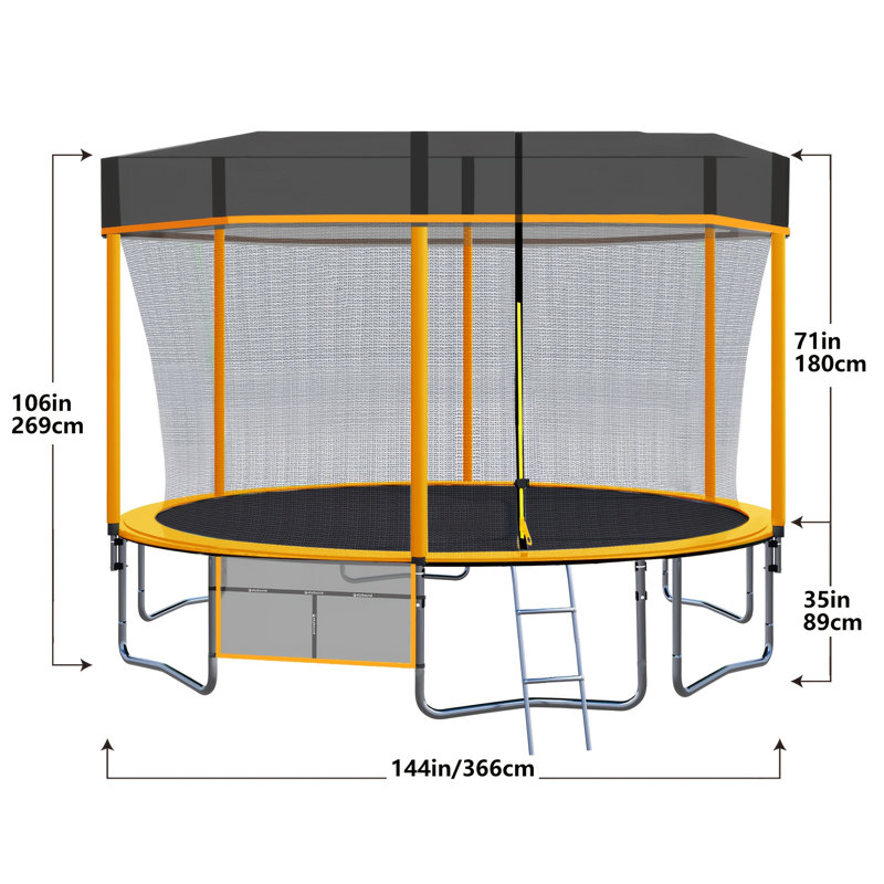 SKYBOUND 12' Round Backyard/Outdoor Trampoline Set with Safety ...