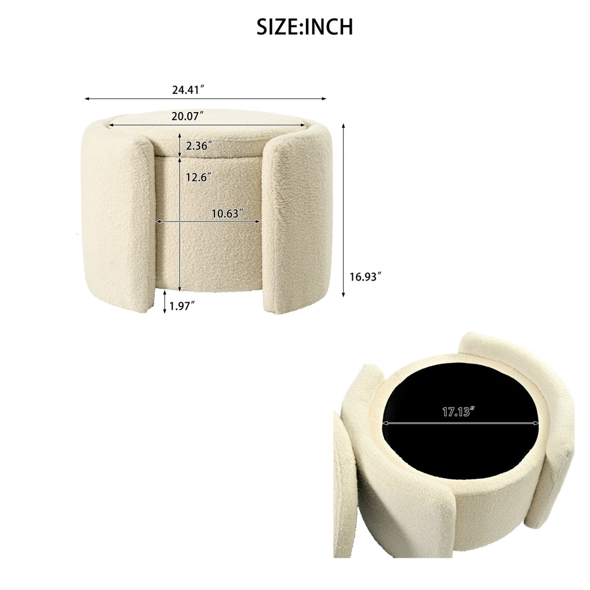 Winston Porter Modern Ottoman With Storage Round Ottoman Upholstered ...