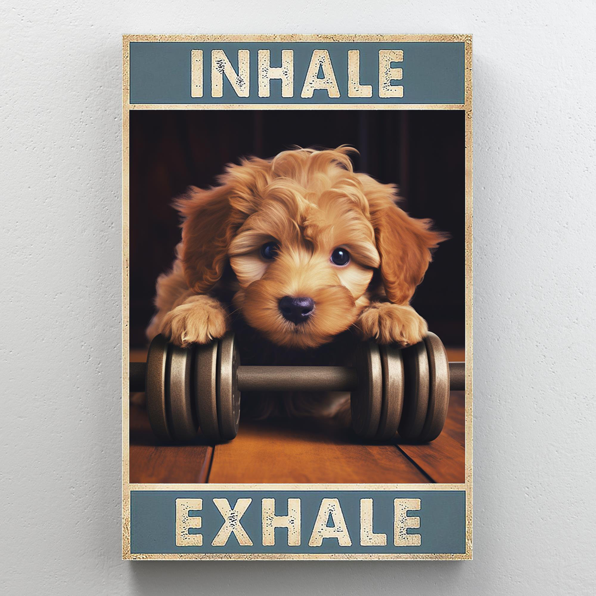 Trinx Kostatina Dog Lifting Inhale Exhale On Canvas Graphic Art | Wayfair