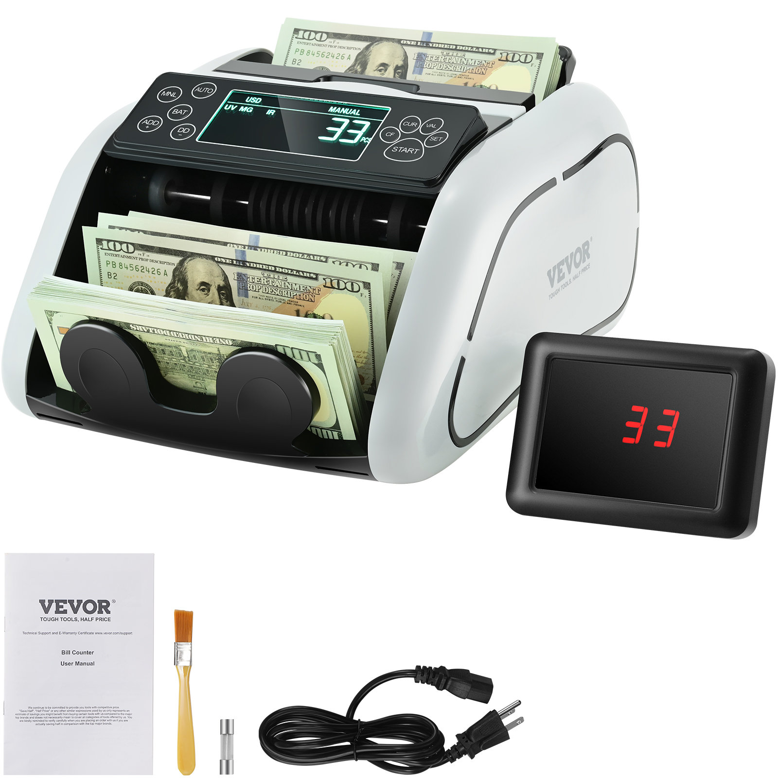 VEVOR UV, MG, IR And DD Counterfeit Detection, USD & EUR With Large LCD ...