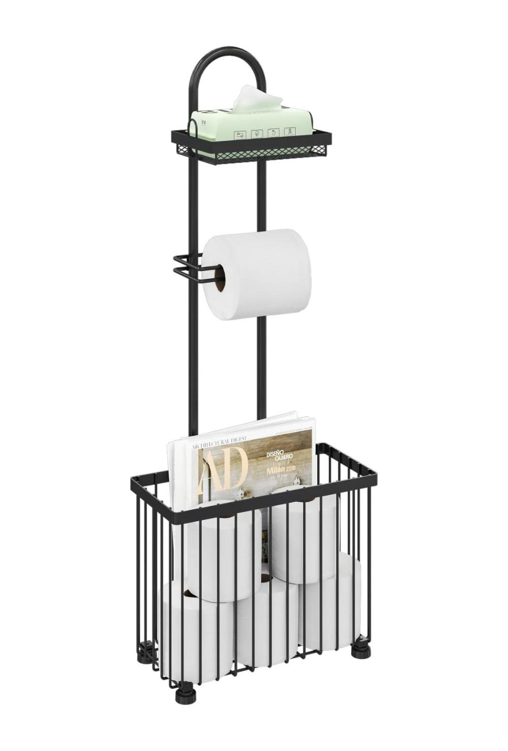 Rebrilliant Freestanding Toilet Paper Holder Toilet Tissue Rack Scroll ...