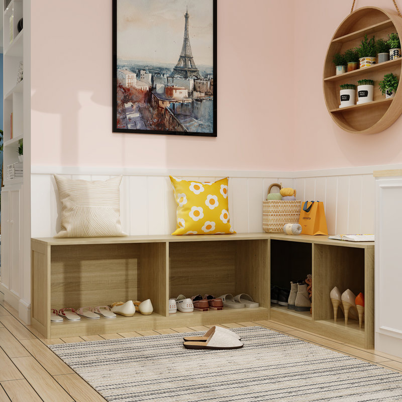 Rosalind Wheeler Corner Storage Bench With Shoe Rack | Wayfair