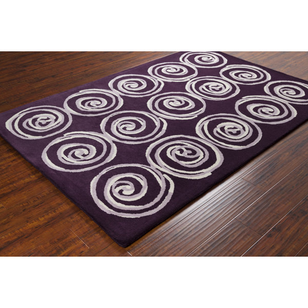 Wade Logan® Allie Authentic Hand-Tufted Handmade Purple & Cream Modern ...