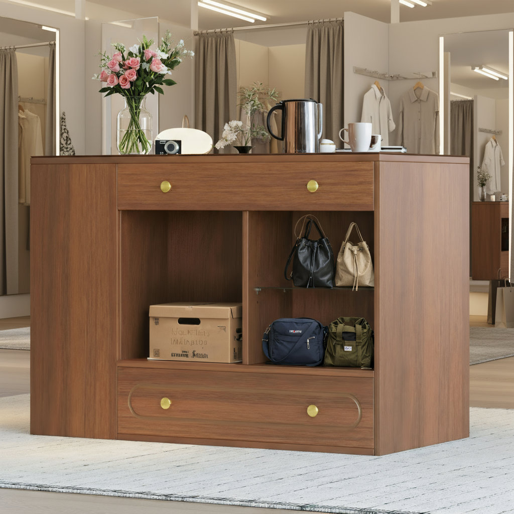 Latitude Run® The Walk-in Closet Island Features A Glass Display ...