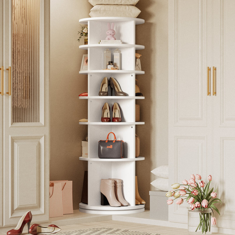 Latitude Run® Rotating Shoe Rack Tower 360°, Revolving Spinning Shoe ...