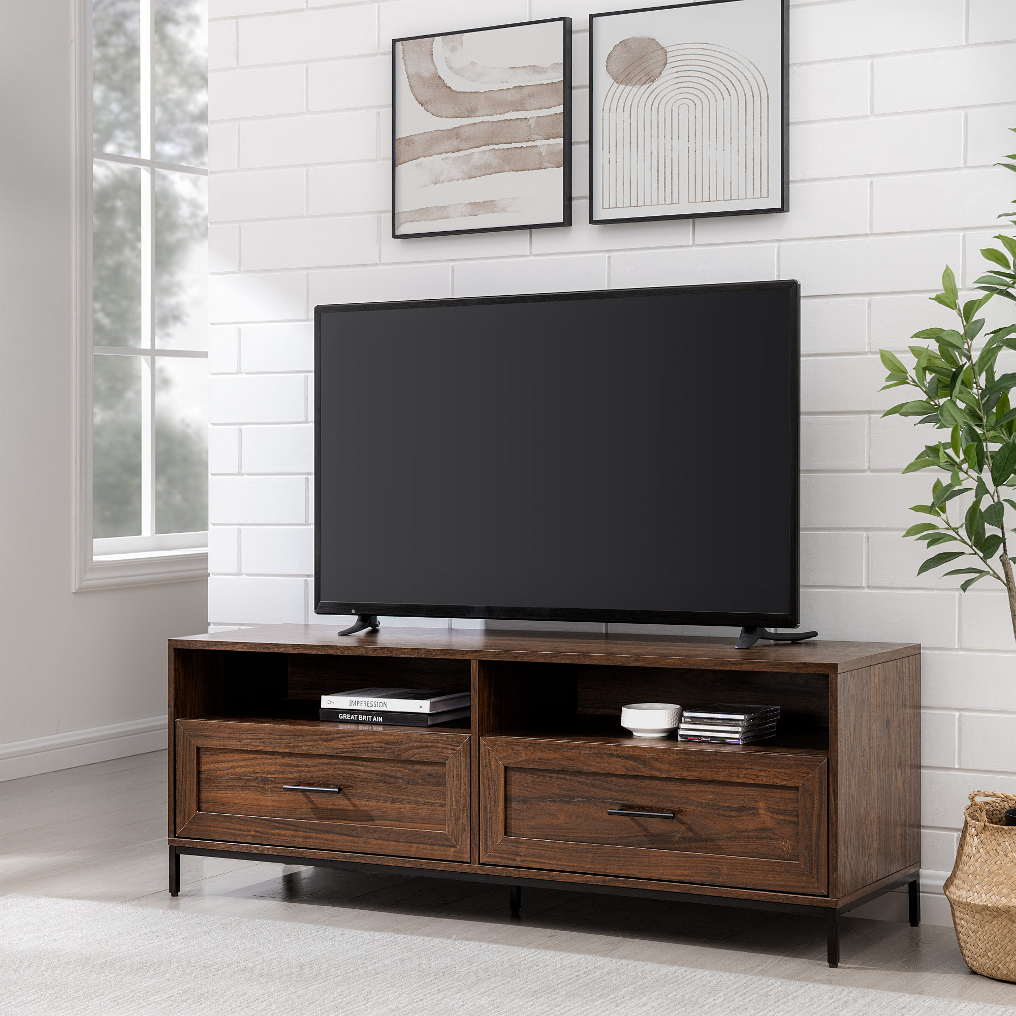 Wrought Studio Braxten 58" 2-Drawer TV Stand for TVs up to 60 ...