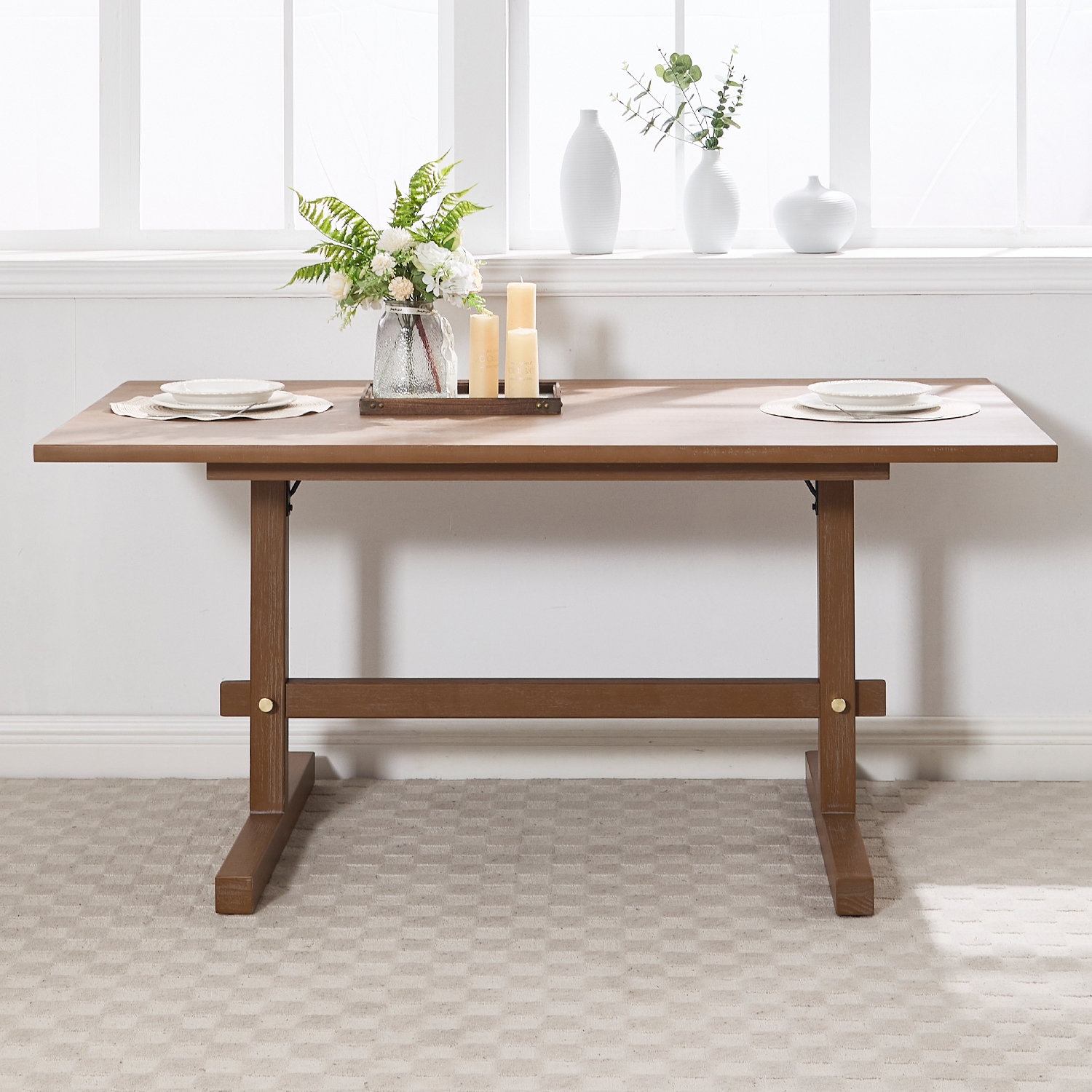 Winston Porter 63'' Modern Dining Table For 4-6,Rectangular Kitchen ...