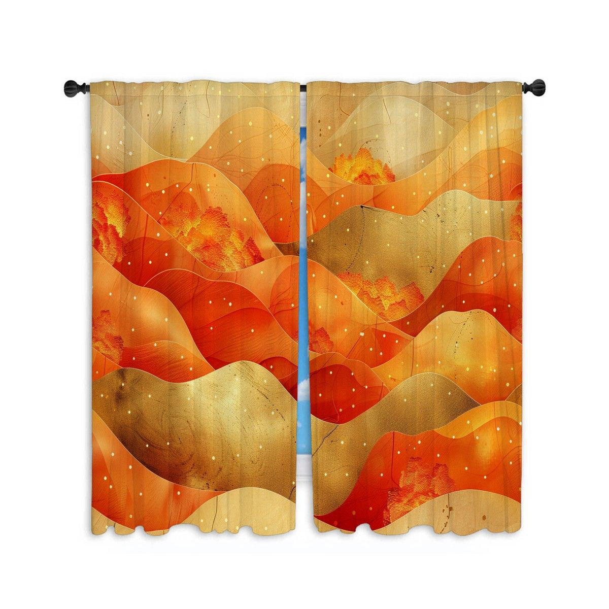 VisionDecor 11955_Wavy Pattern Window Curtains Visual Art Flowing Lines ...