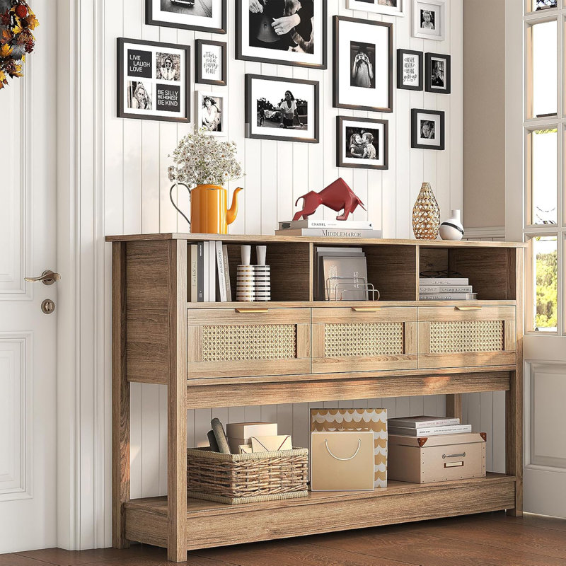 Bay Isle Home™ Wood Console Tables Open Storage Shelf For Living Room ...