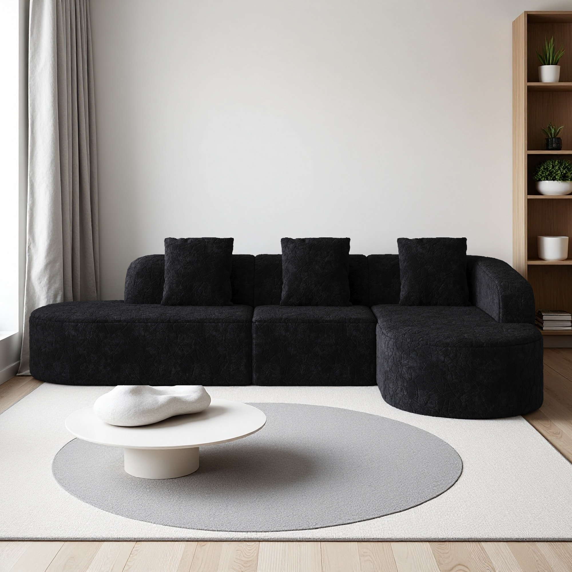 Latitude Run® 111.8-Inch L-Shaped Curved Modular Sofa, Modern Design ...