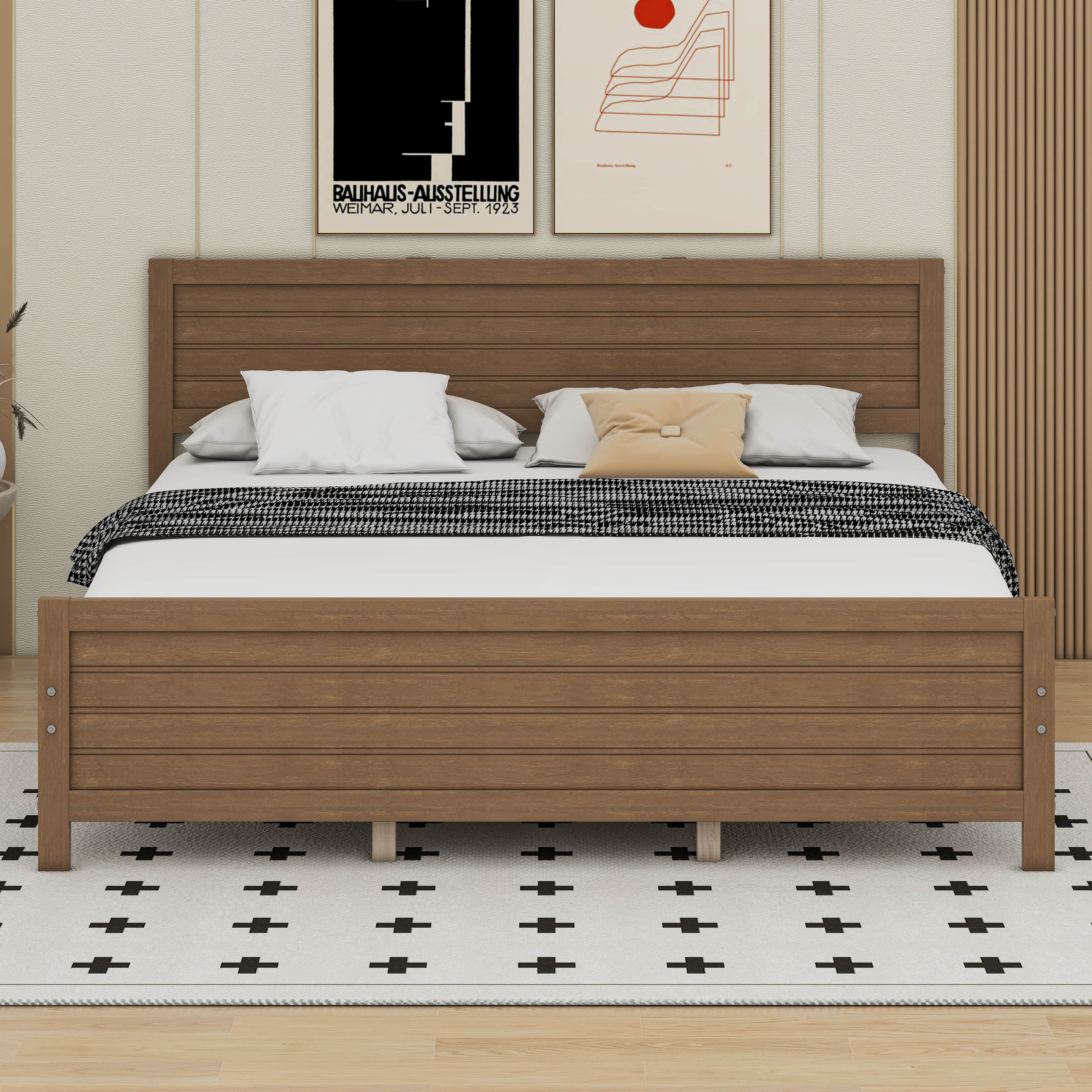 Cosmic King Size Wood Platform Bed Frame With Headboard | Wayfair