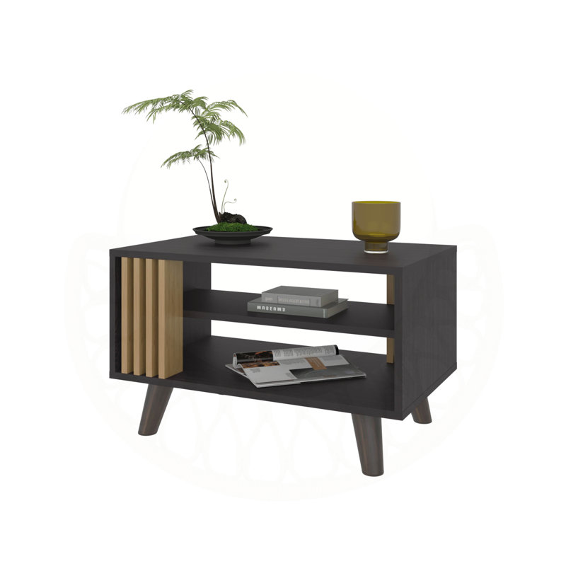 FOSHNATURE Wenge Coffee Table with Open Storage, Combining Rustic Charm ...