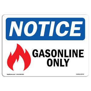 SignMission Gasoline Only Sign with Symbol | Wayfair