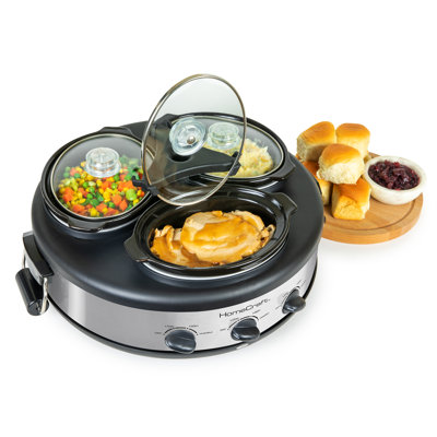 Mega Chef Triple Round Oval 1.5 Quart Stainless Steel Cooker Buffet ...