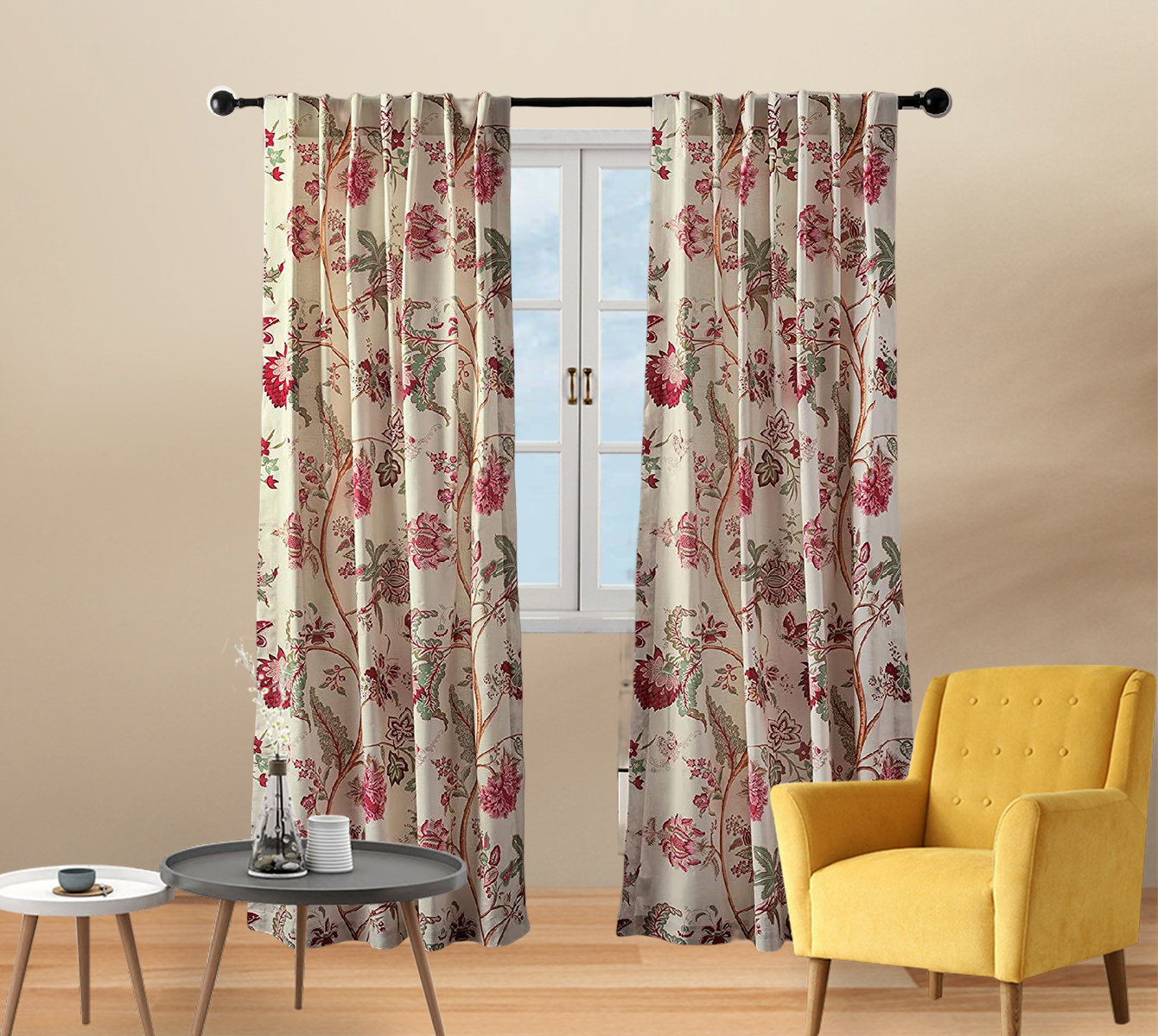 Frifoho 100% Cotton Curtain One Panel For Living Rooms Bedrooms Offices ...