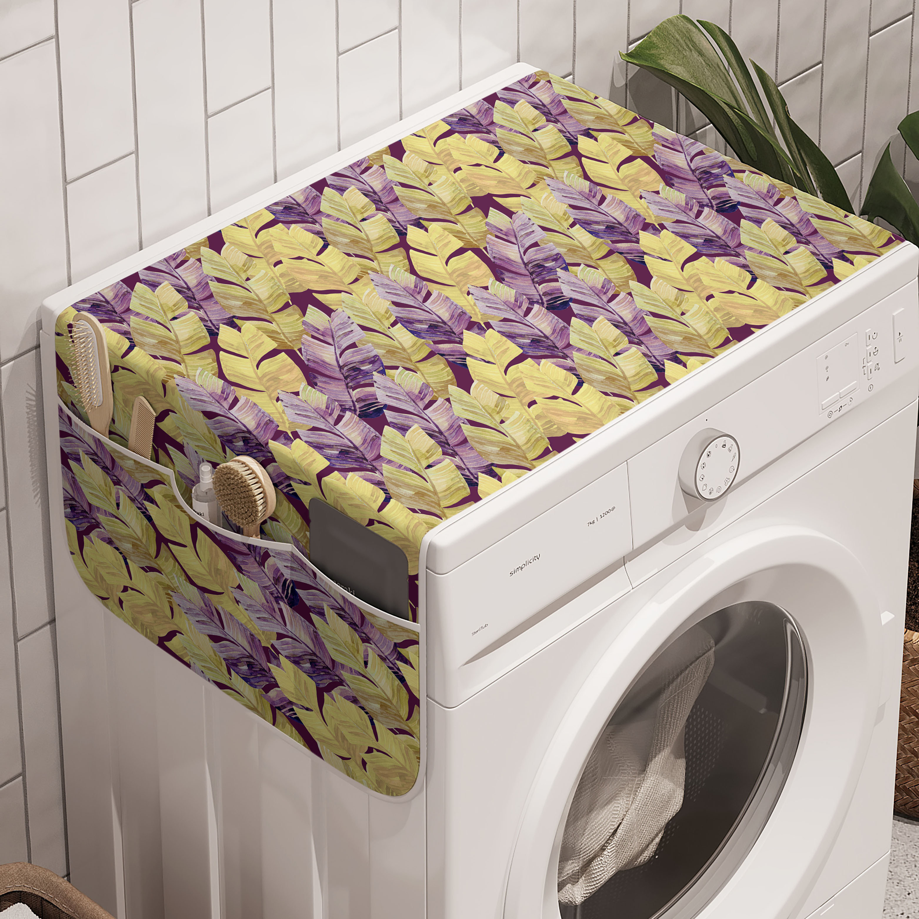 East Urban Home Banana Leaves Washing Machine Organizer Pack of 2 47" x ...