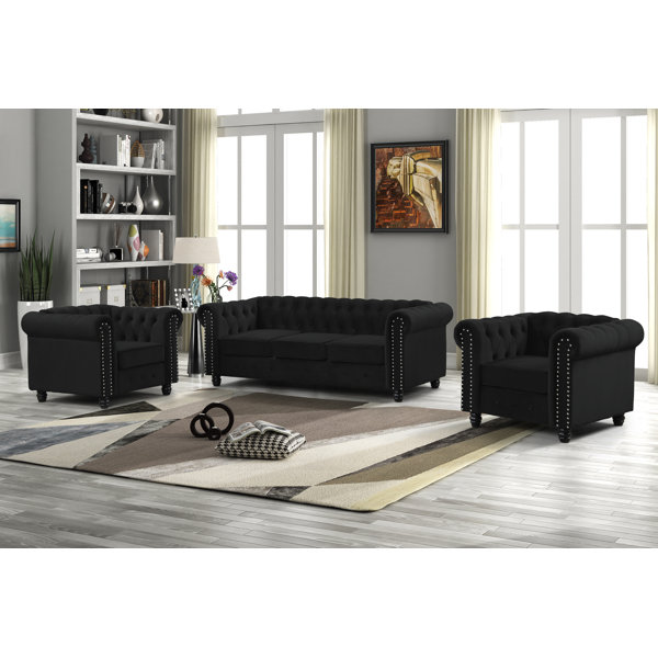 Rosdorf Park Deewan 3 Piece Velvet Living Room Set | Wayfair