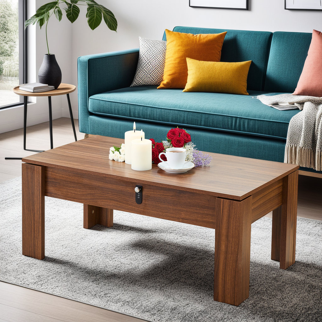 Latitude Run® Durable MDF Locking Storage Table Coffee Table with ...