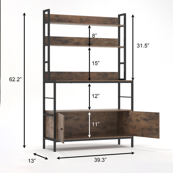 17 Stories Kitchen Bakers Rack With Storage Cabinet And Microwave ...