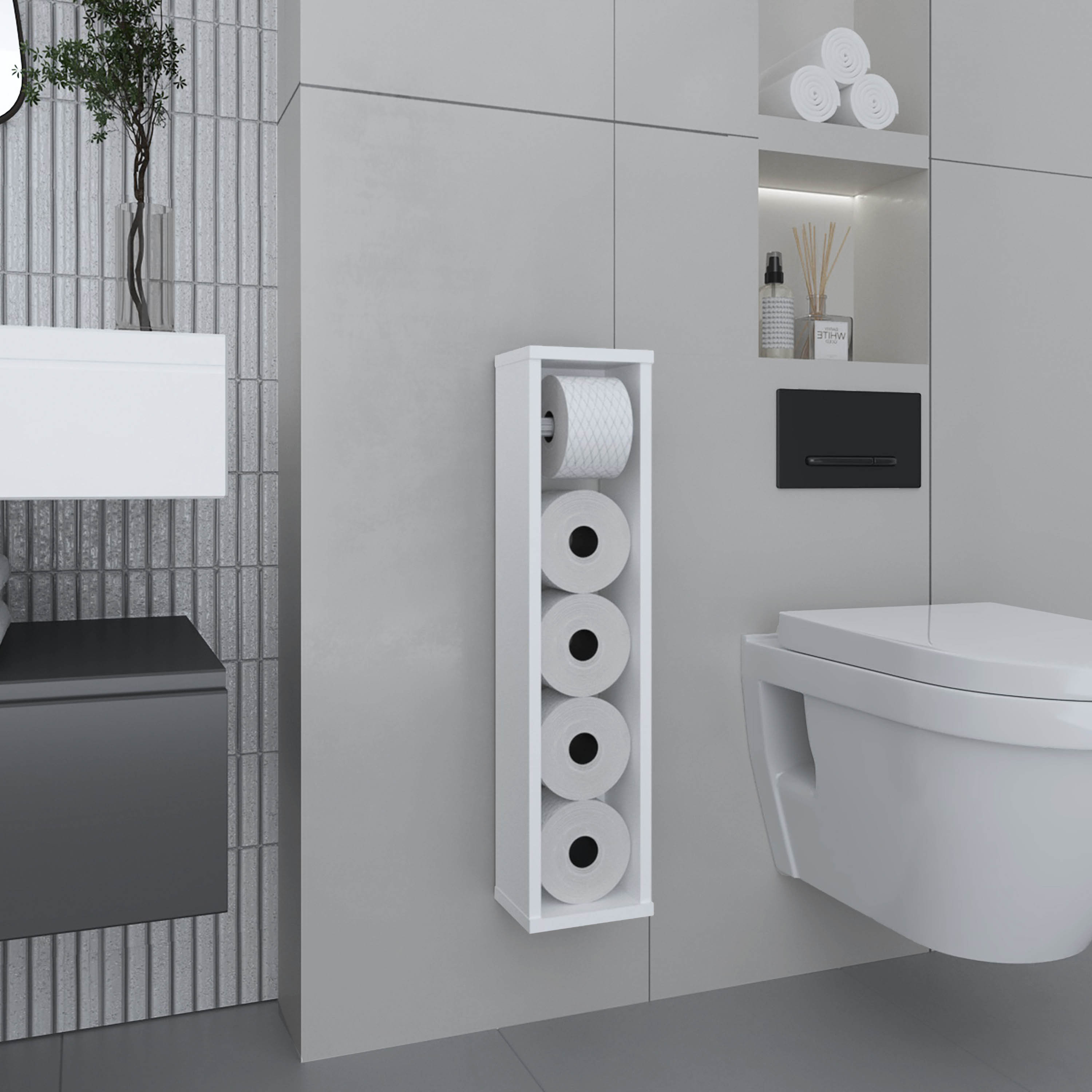 Latitude Run® High Toilet Paper Holder Narrow Shelf Organizer | Wayfair