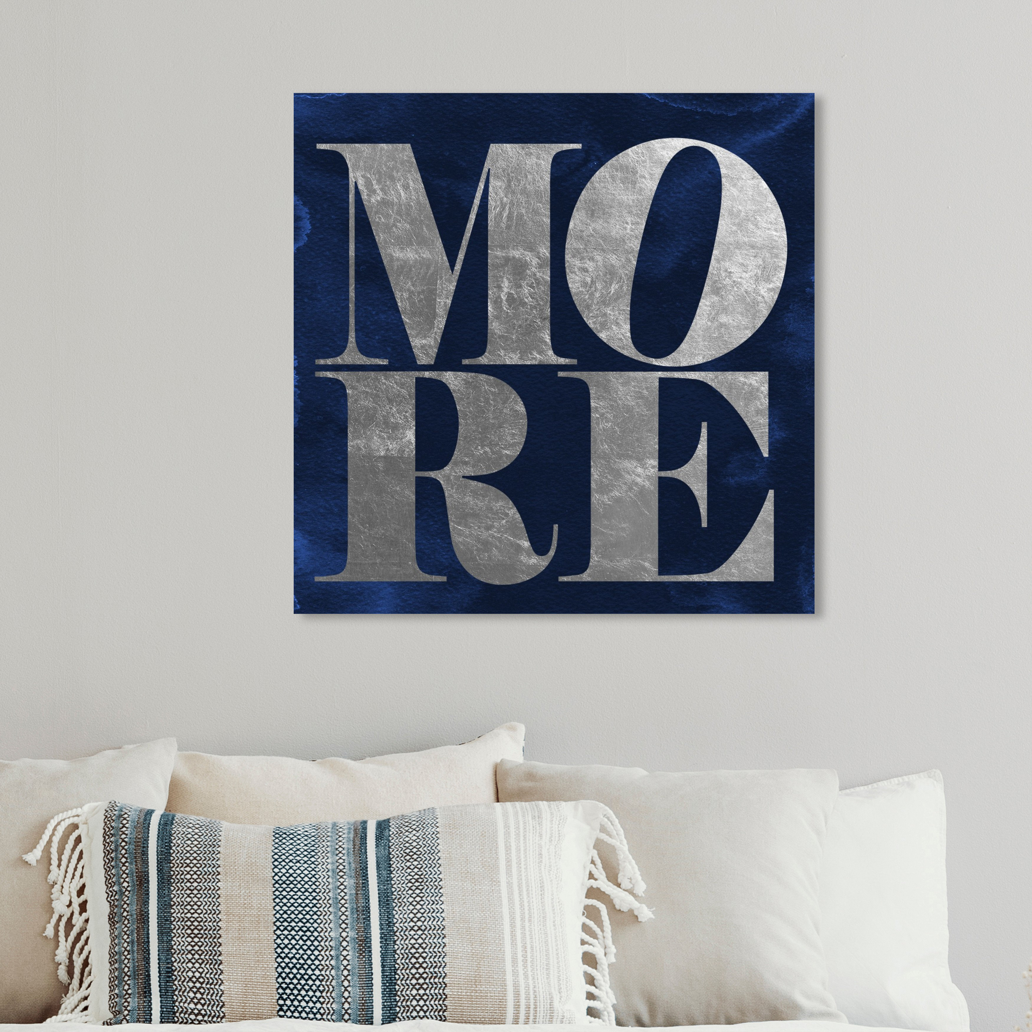 Oliver Gal Solid Gold More Silver Navy, Large More Sign Modern Gray ...