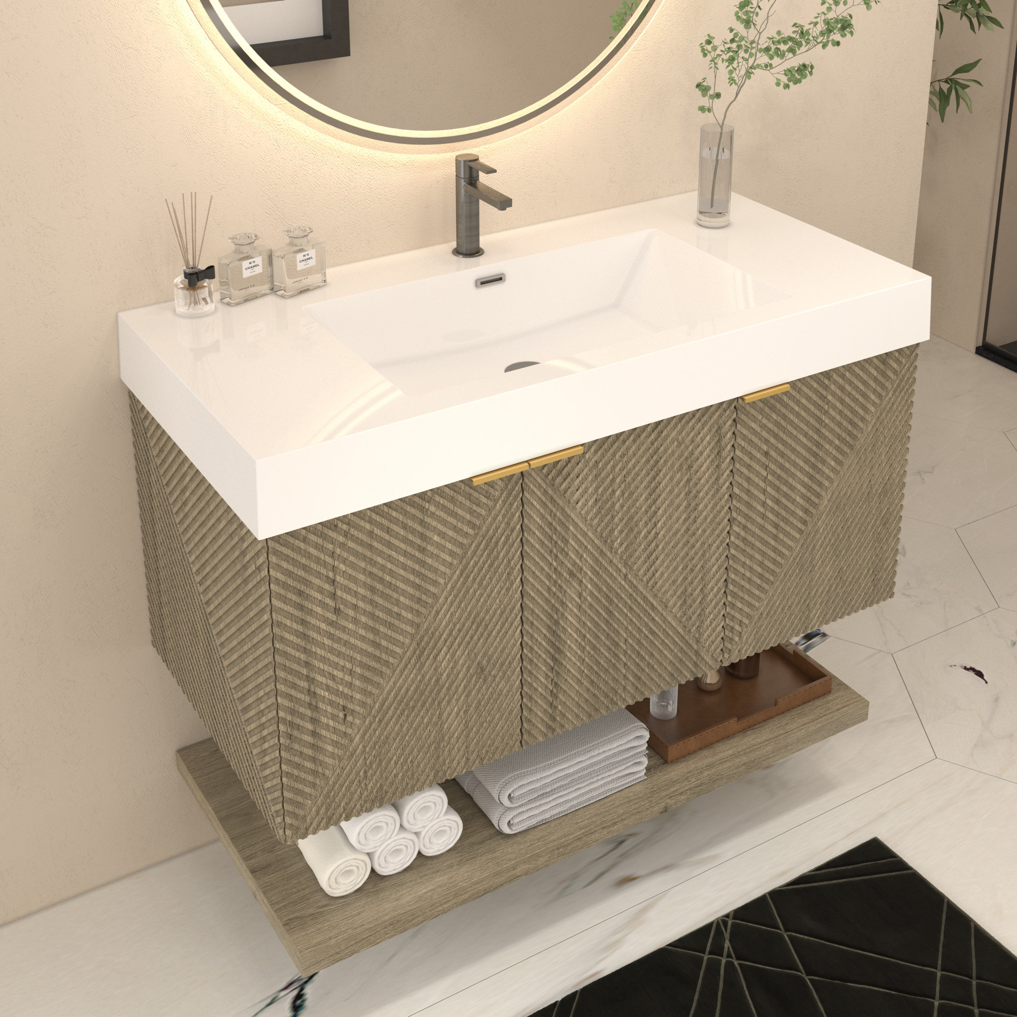 Latitude Run® Moreno Stella 42 Inches Wall Mounted Vanity Set With ...