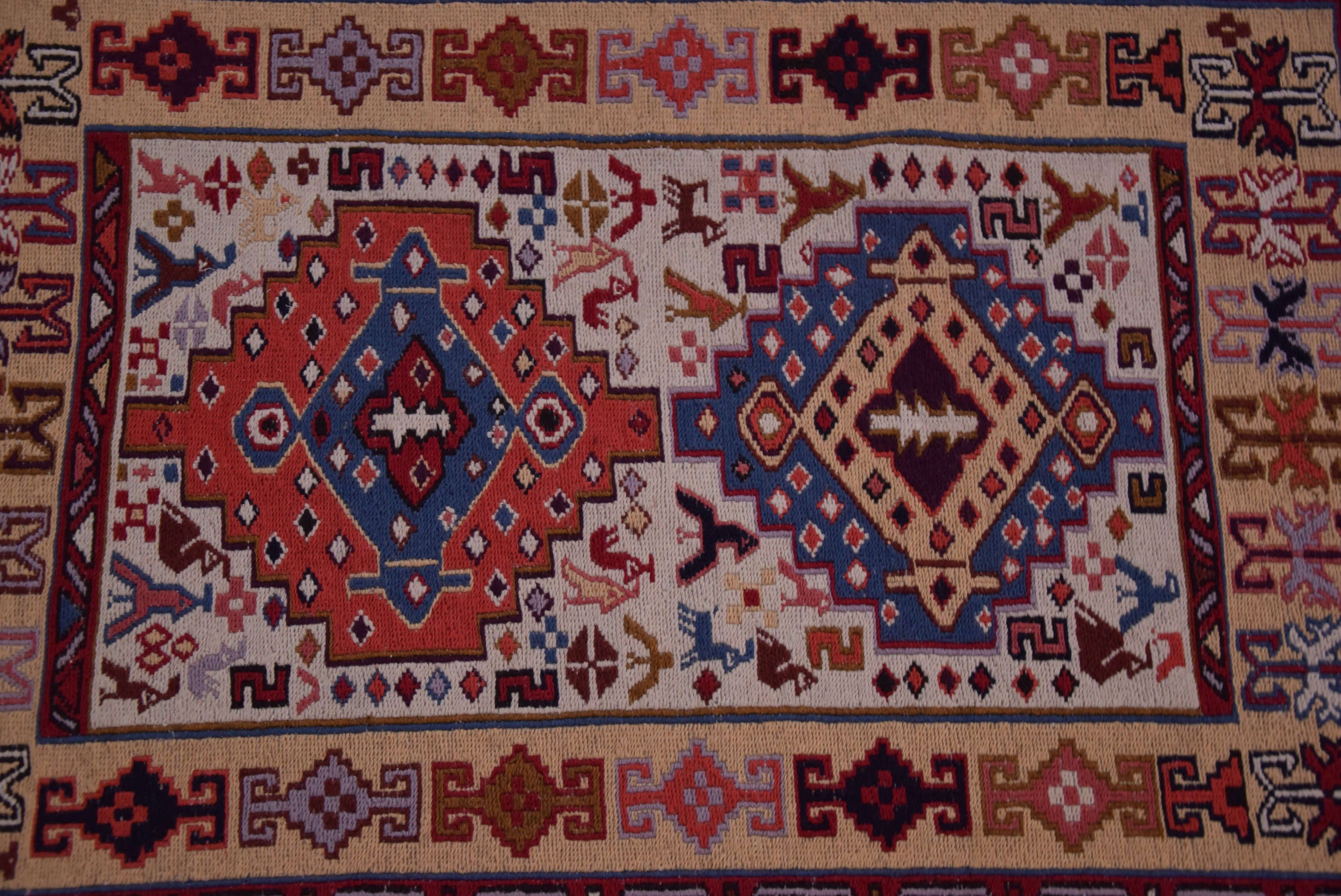 Bungalow Rose Authentic Handwoven Turkish Mat with Vibrant Red and Blue ...
