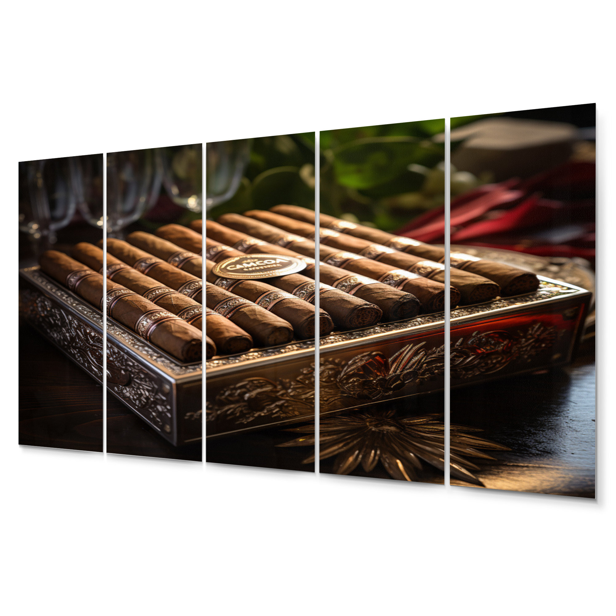 DesignArt Cuban Cigars Brown II - Fashion Metal Wall Decor Set | Wayfair