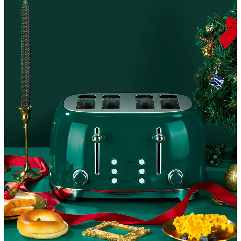 LUCULY 4 Slice Toaster Retro Stainless Steel Toasters With Bagel ...