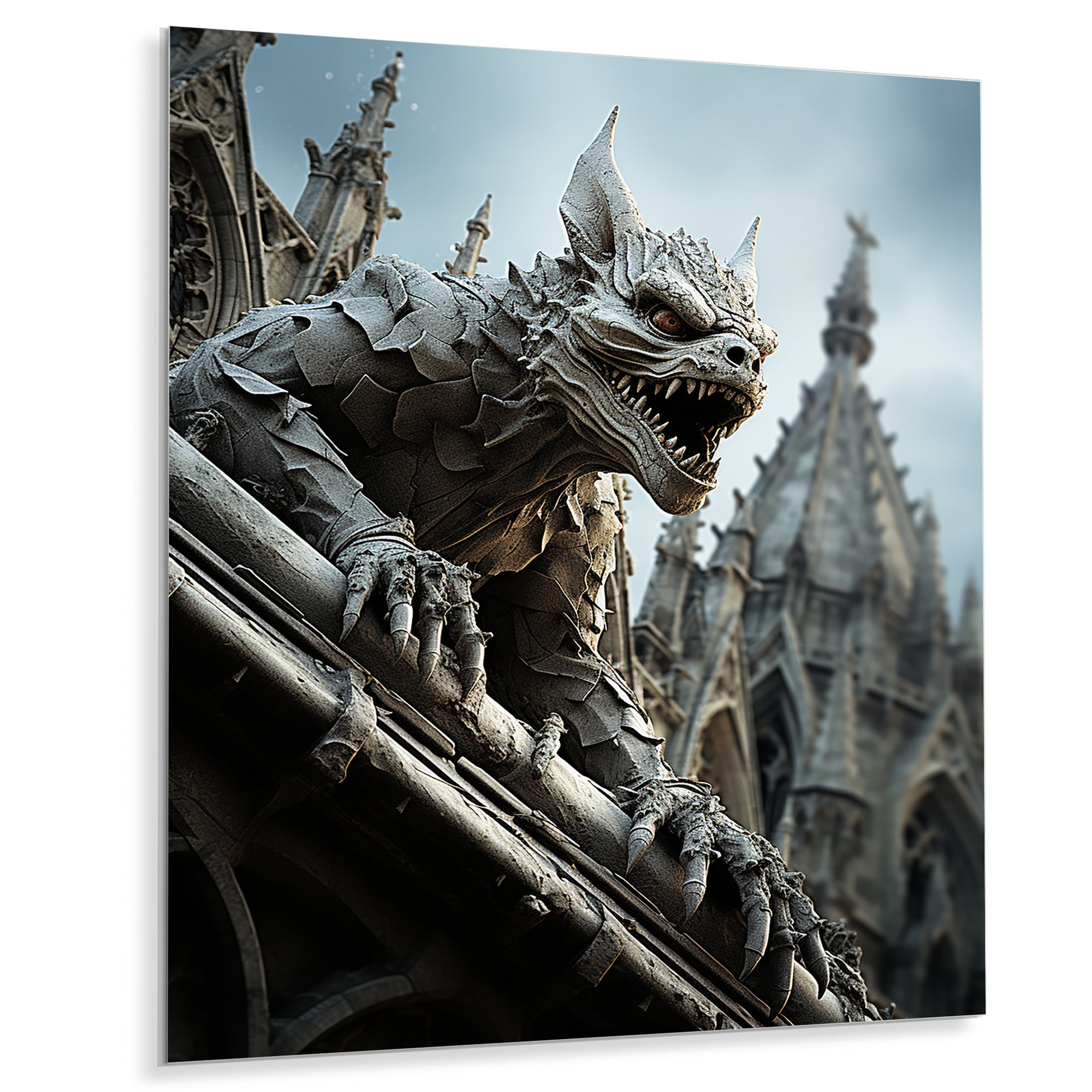 Trinx France Notredame Gargoyles On Metal Print | Wayfair