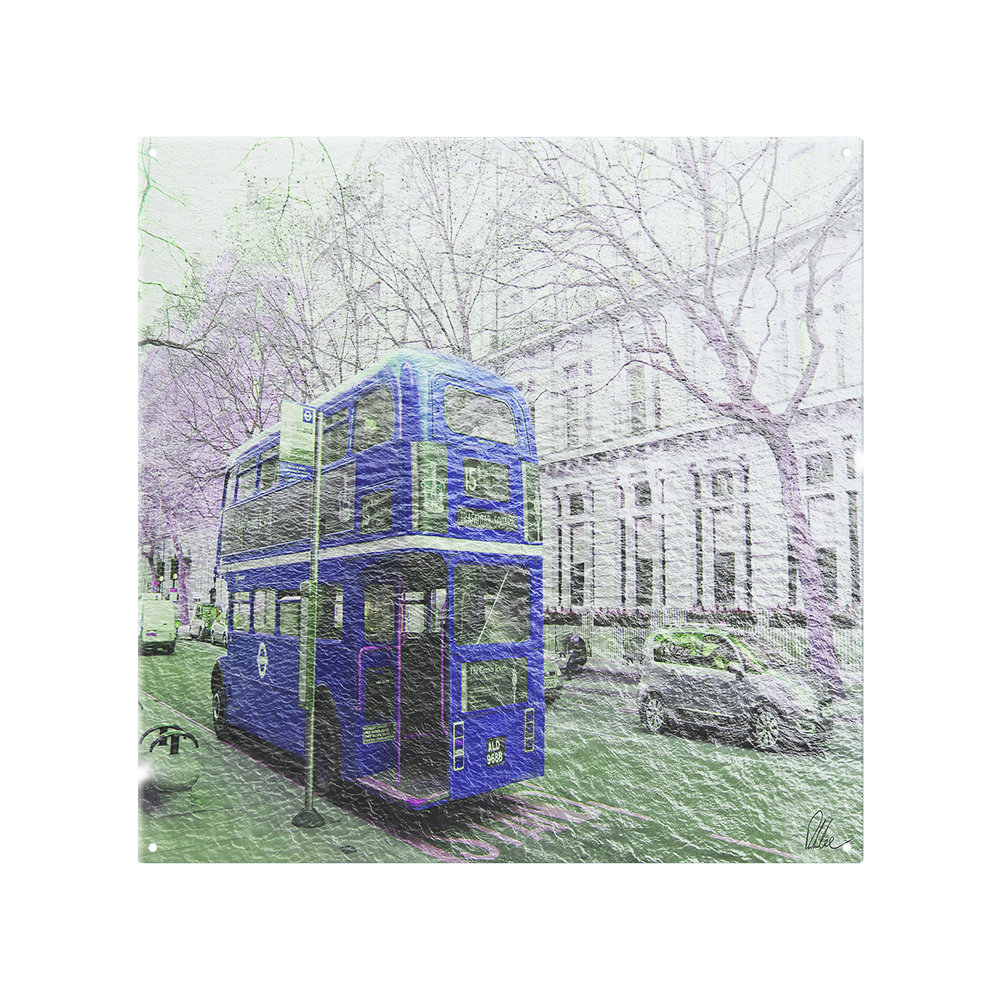 Ivy Bronx London Bus Behind Blue Splash Back | Wayfair.co.uk