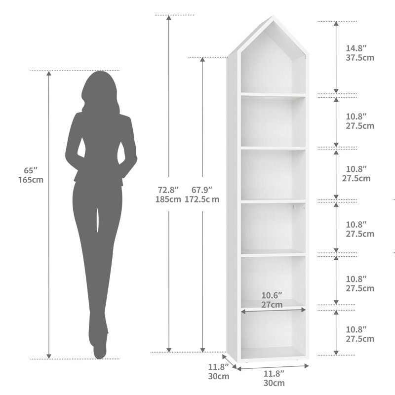 Wade Logan® Brynesha 72.8'' H 6-Tier Narrow Bookshelf, Modern Display ...