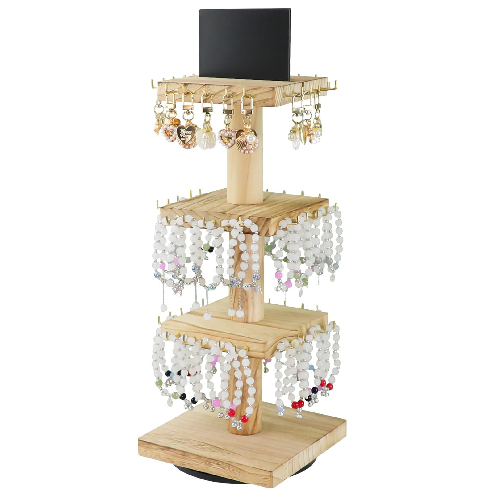 Latitude Run® 3-Tier Rotating Wooden Bracelet Display Stand With 60 ...