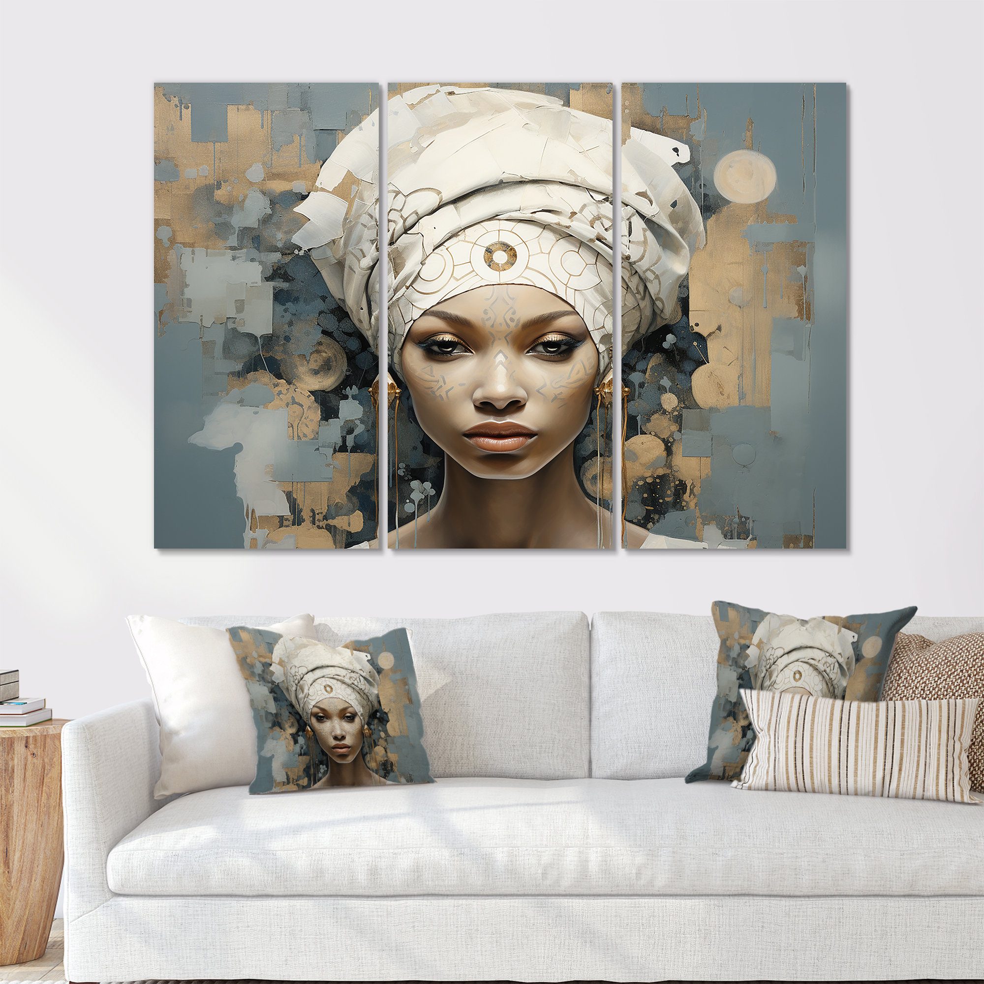 House of Hampton Blue And Beige African Woman Collage II - Africa ...