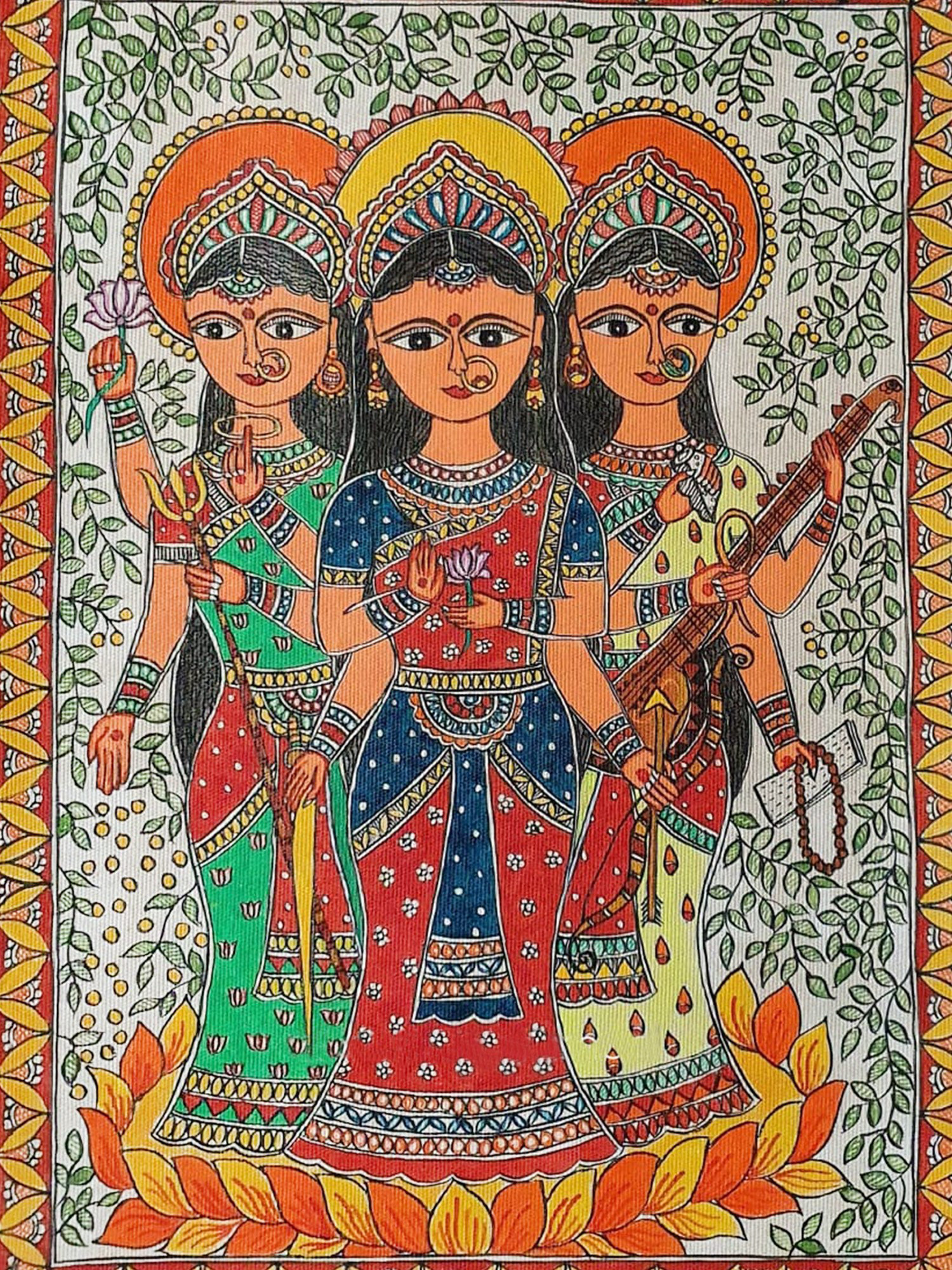 Exotic India Shree Shakti Saraswati | Acrylic On Handmade Paper | By ...