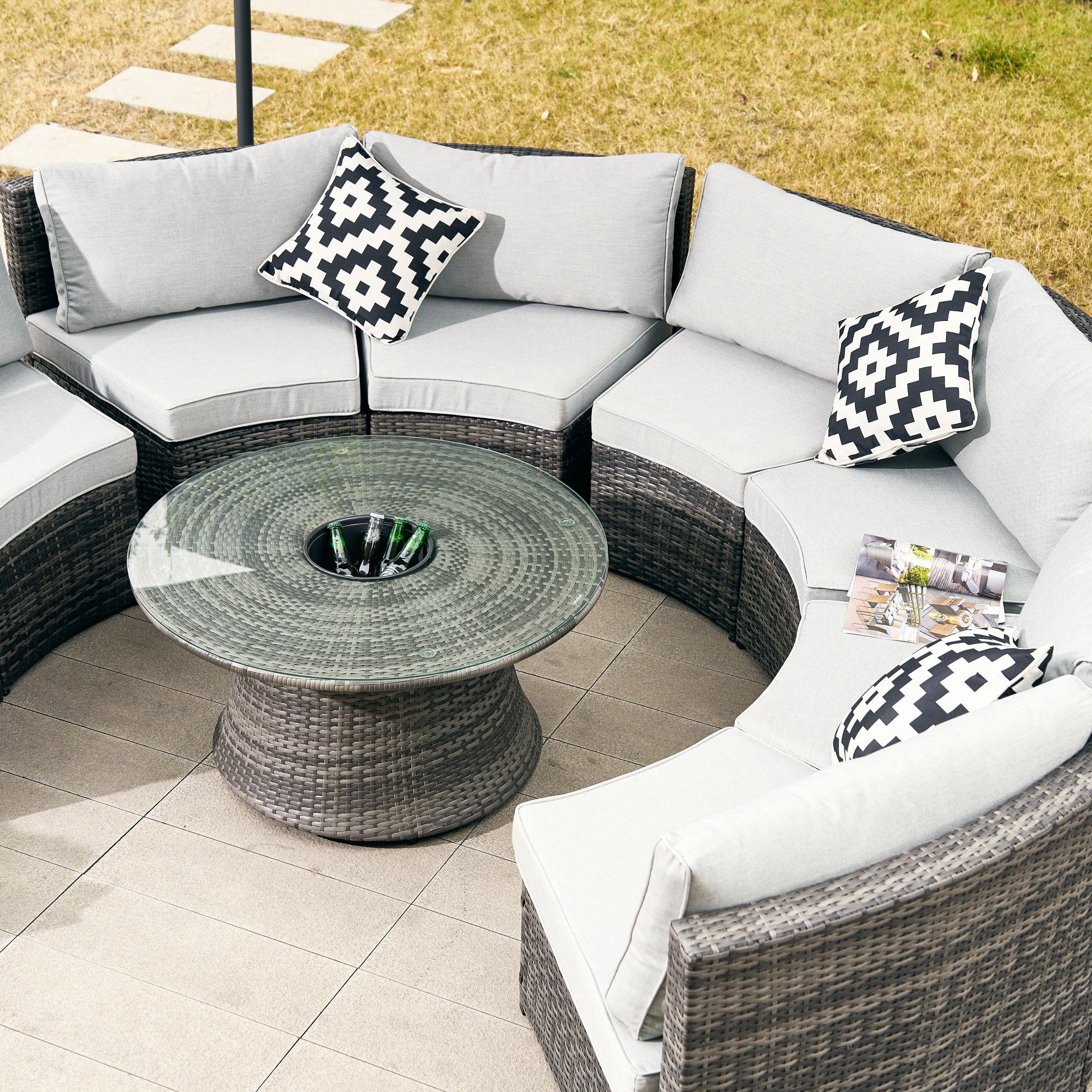 Hokku Designs Orsin 8 Person Outdoor Conversation Set With Cushions ...
