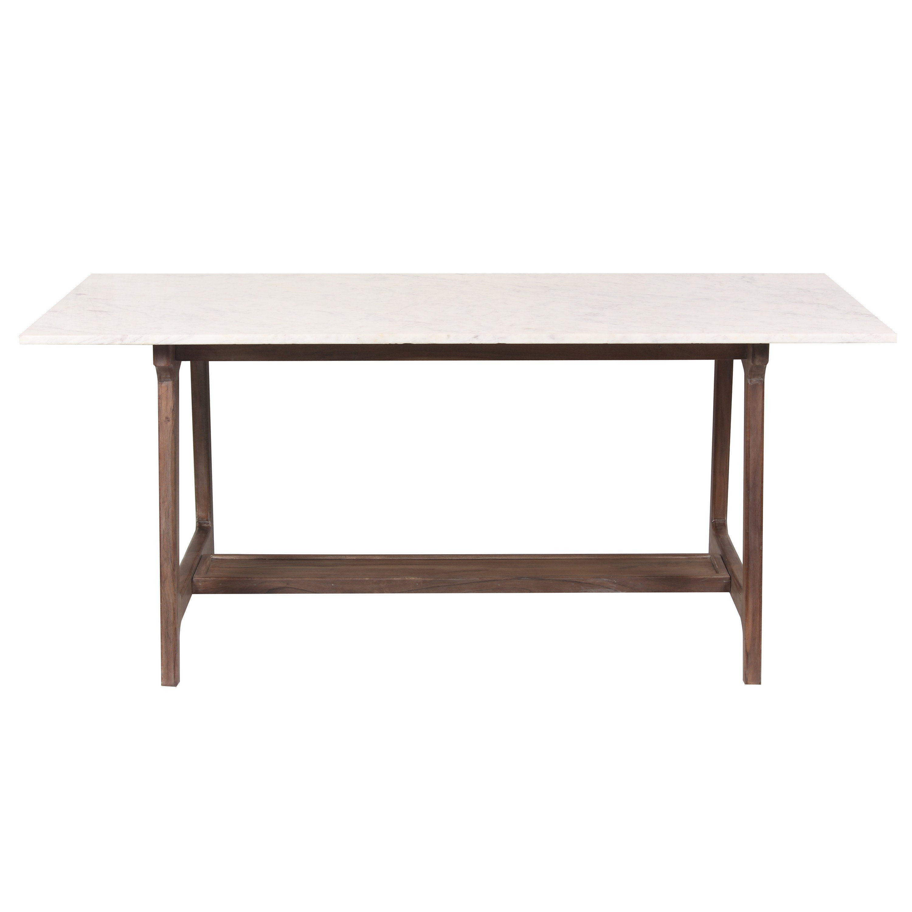 Corrigan Studio Giglio 72 Inch Dining Table, White Rectangular Marble ...