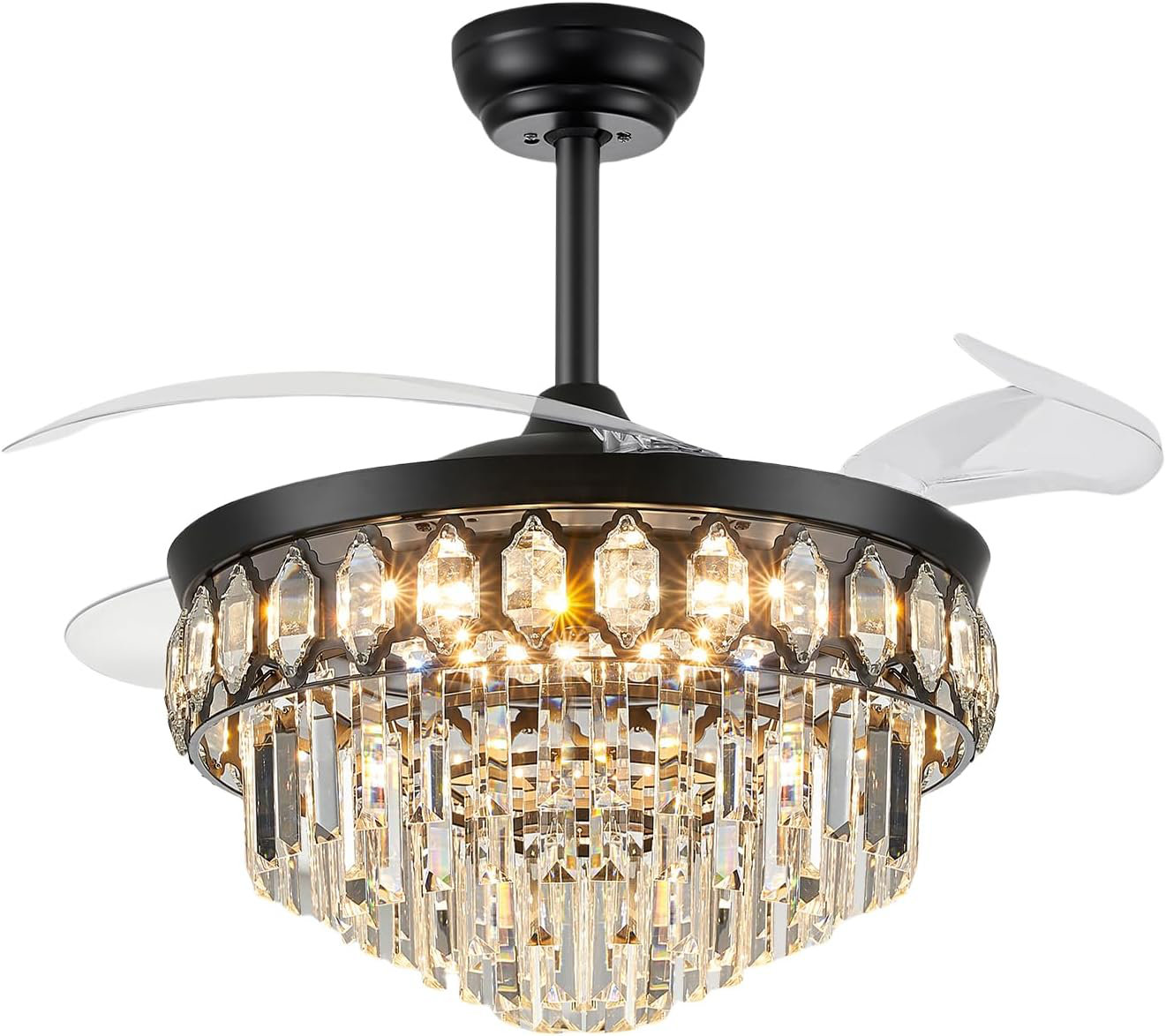 INKEDZ Fandelier Ceiling Fan with Light, Retractable Ceiling Fan with ...