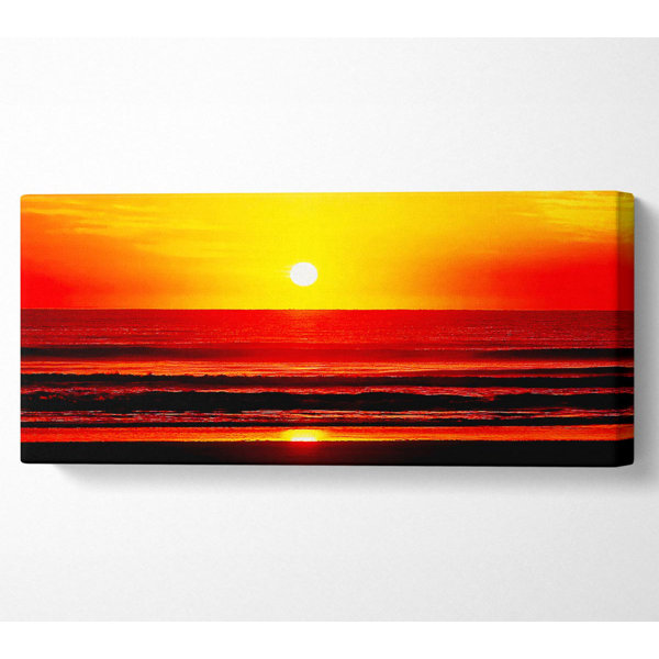 Highland Dunes Red Ocean Waves - Wrapped Canvas Art Prints | Wayfair.co.uk