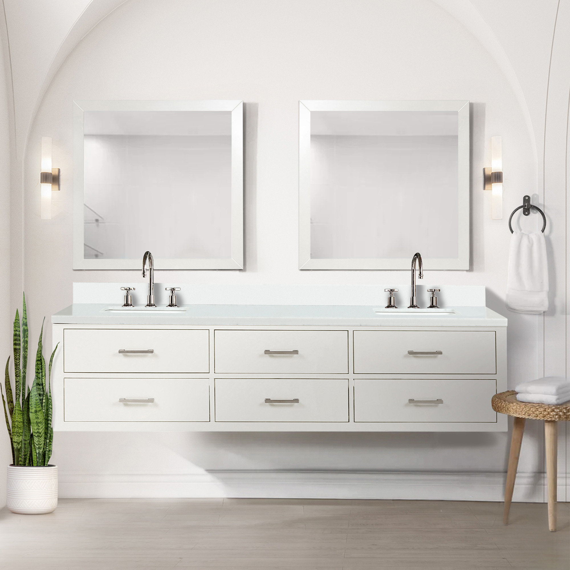 Hokku Designs Double Bath Vanity with Cultured Top and Faucet Set ...