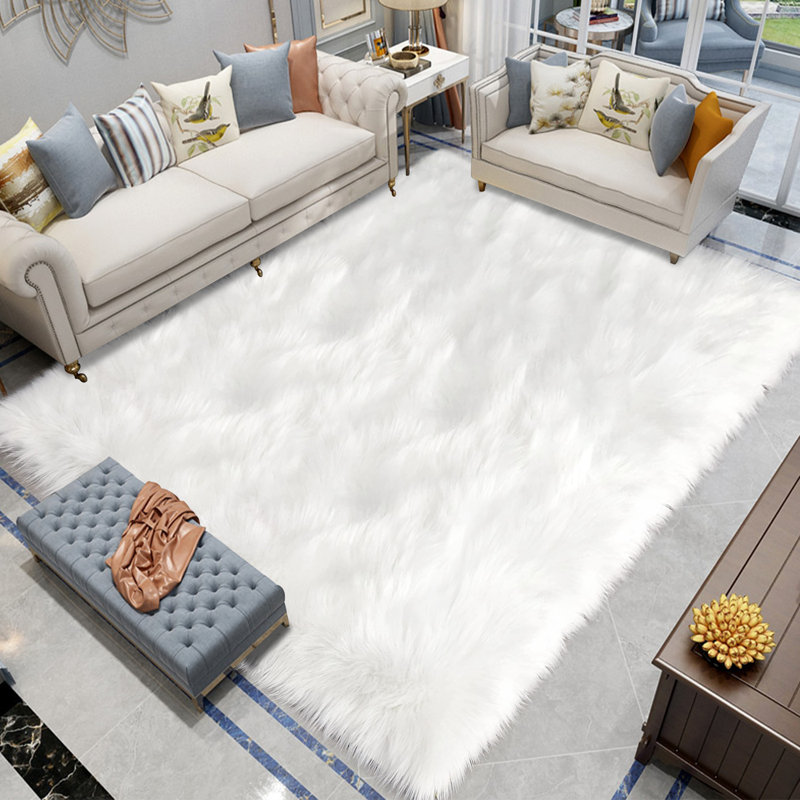 Everly Quinn Modern Handmade Shag Faux Sheepskin White Area Rug ...
