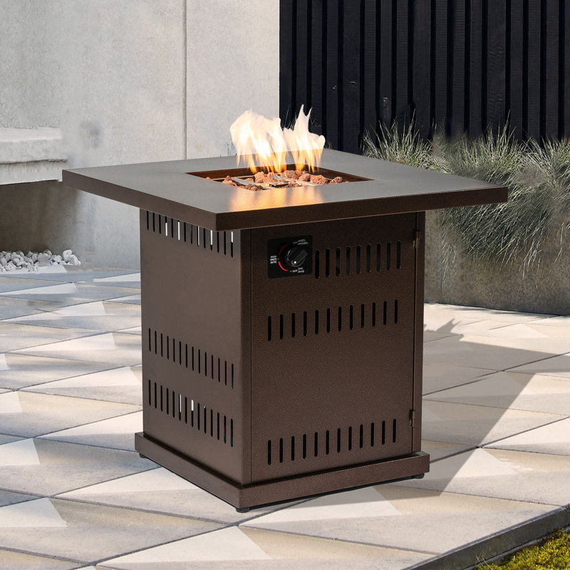 Latitude Run® 28in Square Fire Table With Stainless Steel Lid | Wayfair