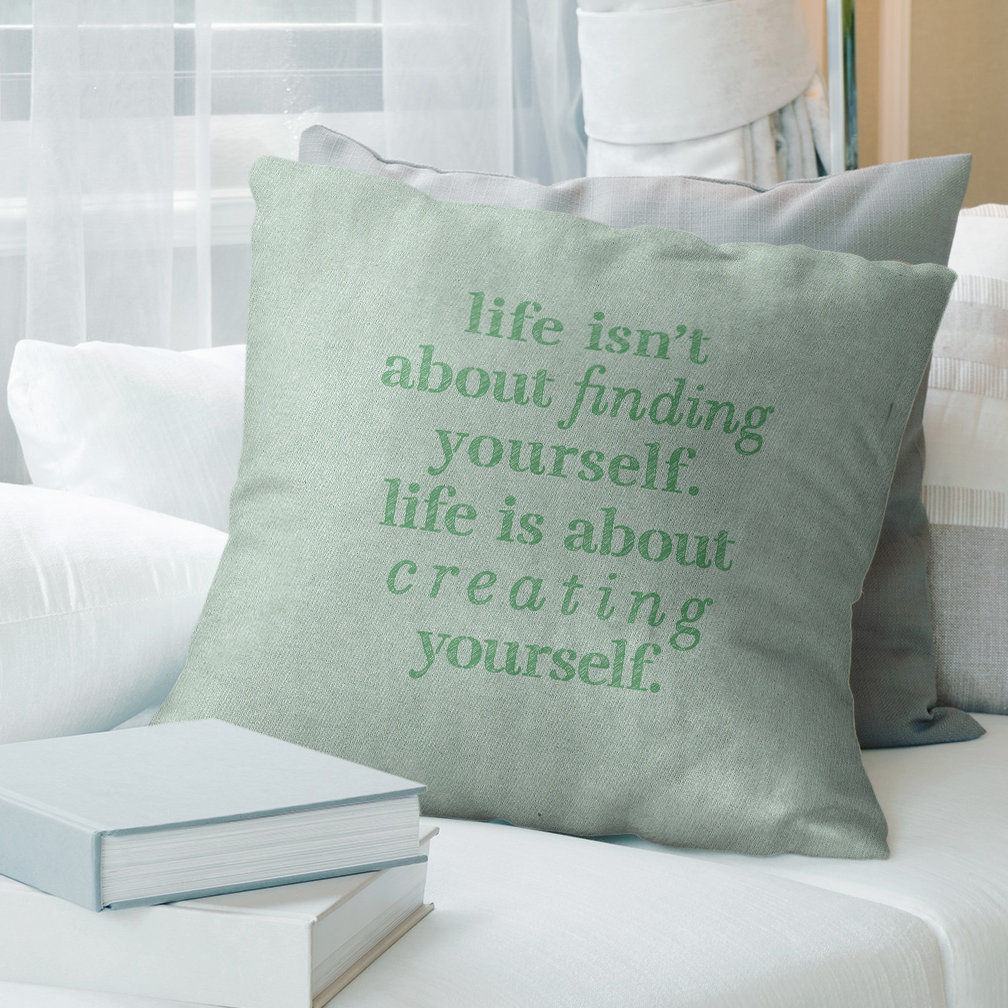 ArtVerse Handwritten Creating Yourself Quote Pillow Cover | Wayfair