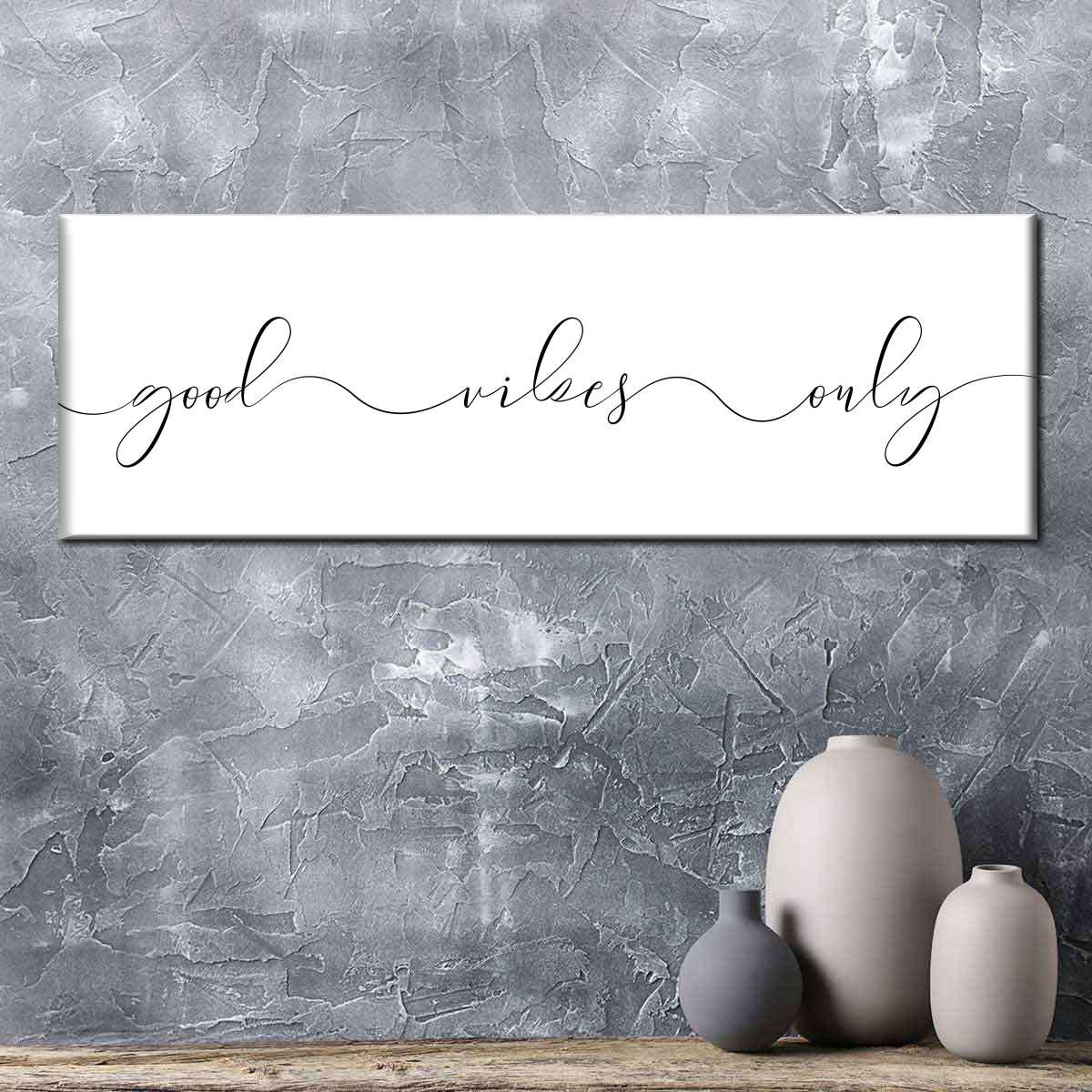 Trinx Motivational Typography Good Vibes Only Calligraphy Canvas Print ...