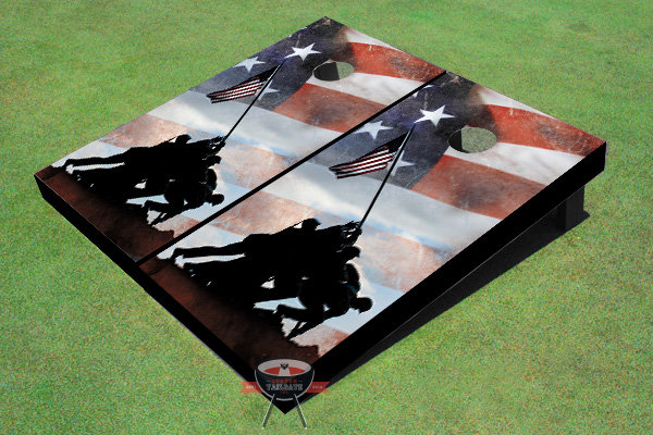 All American Tailgate 2' x 4' Iwo Jima Memorial Cornhole Board Set ...