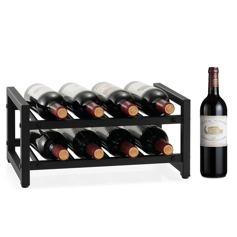 Ebern Designs Crayford 8 Bottle Open Shelving Wine Bottle Rack in Black ...