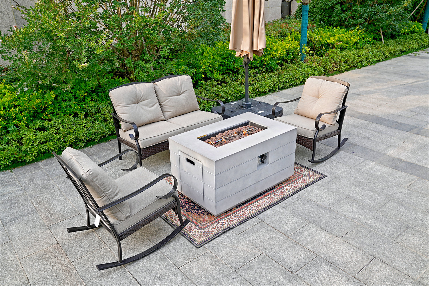 Winston Porter Dannilynn 4 Piece Sectional Seating Group with Cushions ...